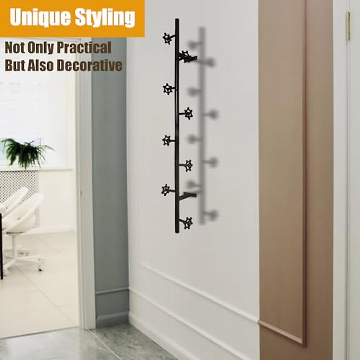 changqing Vertical Faucet Coat Rack Wall Mounted 35 Inch, Metal Rotatable Vertical Hat Rack for Wall, Modern Wall Coat Tree for Hats, Jackets, Bags, Entryway Bedroom