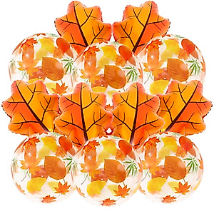 KatchOn, Large Fall Leaf Balloons - 27 Inch, Pack of 6 | Big Transparent Fall Balloons - 22 Inch, Pack of 6 | Fall Balloons for Thanksgiving Decorations | Thanksgiving Balloons for Fall Decorations