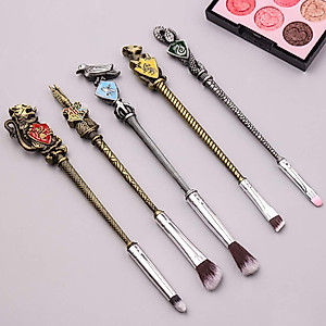 Magic Wand Makeup Brushes Set - 5pcs Wizard Wand Makeup Brushes Foundation Blending Blush Eyeshadow Face Lip Powder Brush Beauty Tools (New-Bronze)