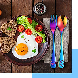 24 Pieces Kids Silverware Toddler Utensils Children's Safe Flatware Toddler Silverware Set 12 x Kids Forks 12 x Kids Spoons Stainless Steel Toddler Spoons and Toddler Forks (Colorful)