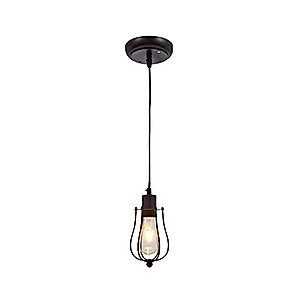 SYLVANIA Vintage Lowell Cage Pendant Light Fixture, 60W LED Dimmable ST19 Edison Bulb Included, 800 Lumens - 1 Pack (75513)