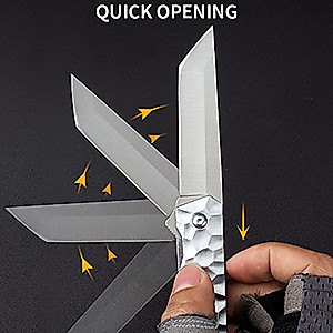 URiver Pocket Knife,Pocket Survival Knife,Pocket Knife for Camping Hiking,Aluminum Handle,Glass Breaker, With Pocket clip,Material