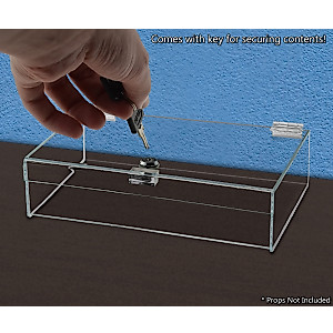 Acrylic Locking Display Case with Keys 12" x 8" x 4" Clear Rectangular Lucite Countertop Tray with Lid for Artifacts Antiques Collectibles Jewelry Currency and Coins by Marketing Holders
