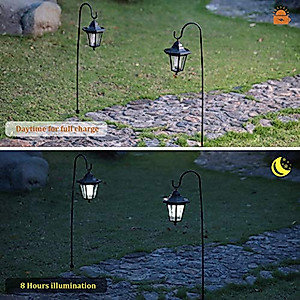MAGGIFT Upgrade Hanging Solar Lights Garden Decorations, 37.8 Inch Dual Use Shepherd Hook Lights with 2 Shepherd Hooks Outdoor Yard Front Porch Decor Solar Coach Lights, 2 Pack