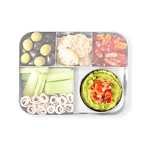 LunchBots 4.5 oz Leak Proof Snack and Side Dish Containers - Spill Proof in Bags and Bento Boxes - Food-Grade Stainless Steel With Silicone Lids - Set of 2 (Aqua)