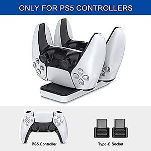 innoAura PS5 Controller Charger Station, Dual PS5 Charging Station with Removable Type C Charging Port