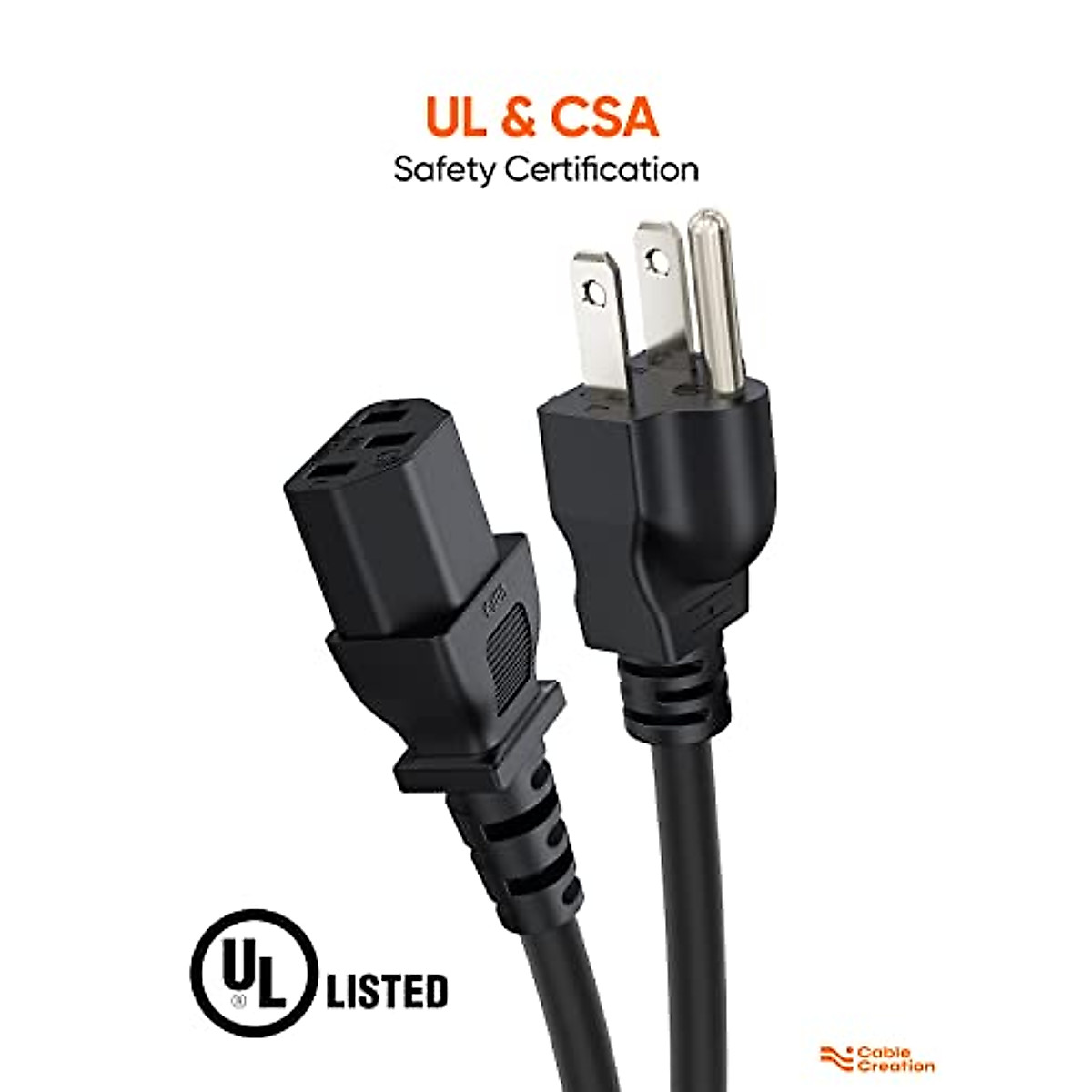CableCreation [2-Pack 1 Feet 18 AWG Universal Power Cord for NEMA 5-15P to IEC320C13 Cable, 0.3M / Black