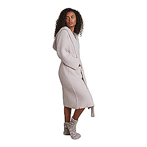 Barefoot Dreams CozyChic Ribbed Hooded Robe, Silver Ice, 2