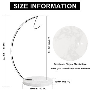 Livabber Banana Holder with Marble Base, Metal Banana Hanger Modern Tree Stand with Hook, Stylish Banana Keeper Fresh Fruit Storage Organizer Freestanding for Kitchen Countertop (Chrome, Single Hook)