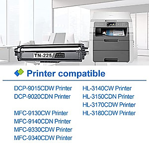 VASERINK Compatible TN211 TN225 Toner Cartridges TN-225 Black (1-Pack) Replacement for Brother DCP-9015CDW 9020CDN HL-3140CW 3150CDN MFC-9130CW 9140CDN Printer