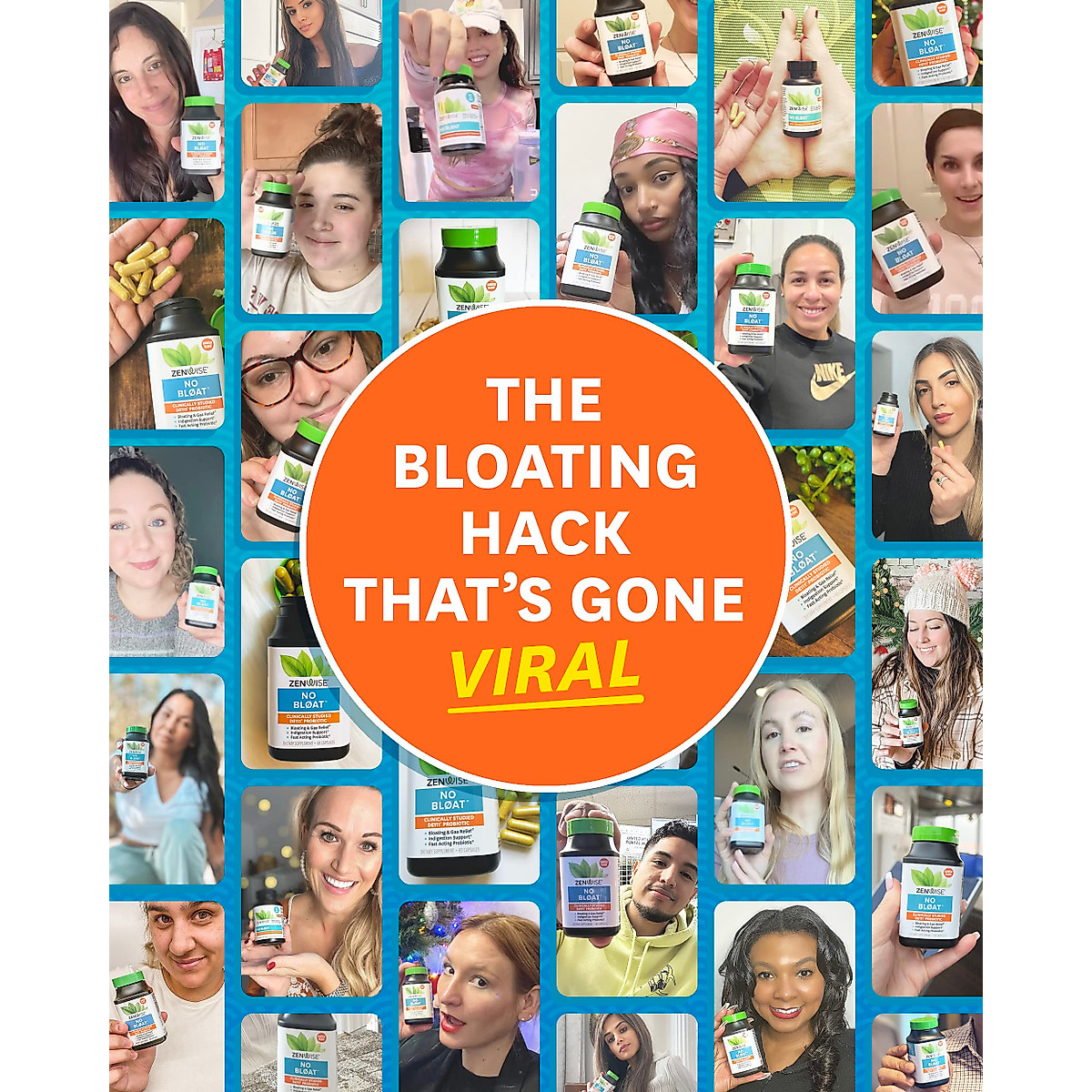 Zenwise Health NO BLØAT - Probiotics for Digestive Health with Ginger, Dandelion, and Cinnamon, Digestive Enzymes for Gas and Bloating Relief for Women and Men - Water Retention Pills - 100 Count