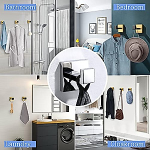 TQKAG Bathroom Towel Hook Coat Black and Gold Robe Clothes Bath Wall Hooks for Kitchen Garage,Stainless Steel Wall Mounted