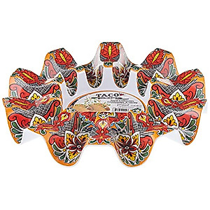 Prepara Dishwasher Safe Taco Holder Carousel Tray, Rack holds 10 Shells, Yellow/White