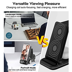 QFUP Forklift Wireless Charger Station for iPhone Charger for Apple Watch Charger for Airpods Charger, 6 in 1 Wireless Charging Station for Multiple Devices Apple Fast Wireless Desktop-Grey