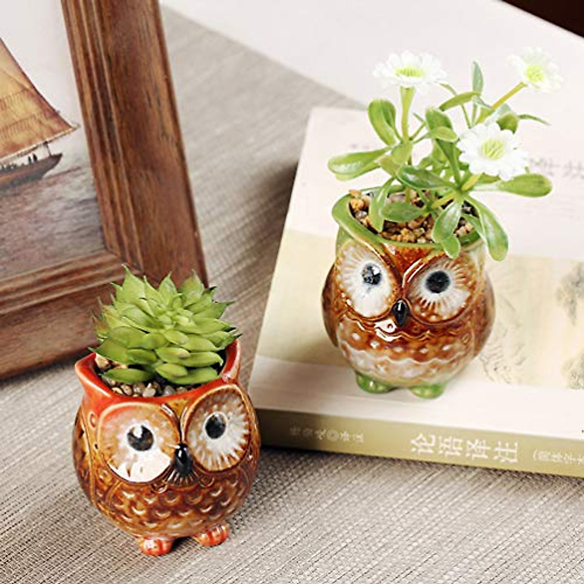 Cabilock 6 Pcs Owl Flower Pot Owl Ceramic Succulent Planter Pots Window Planter Mini Flower Planter Mini Succulent Pot Window Flower Pot Bonsai Pot Succulent Vase Indoor Ceramics Animal