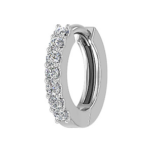 FINEROCK 0.13 Carat 7-Stone Diamond Nose Pin in 14K White Gold (I1-I2 Clarity)