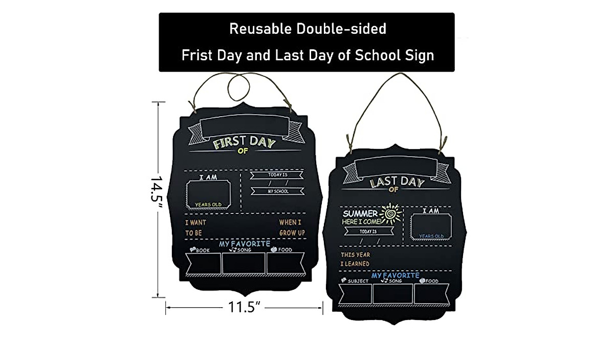 First Day of School Chalkboard Sign for Kids - Reusable & Customizable