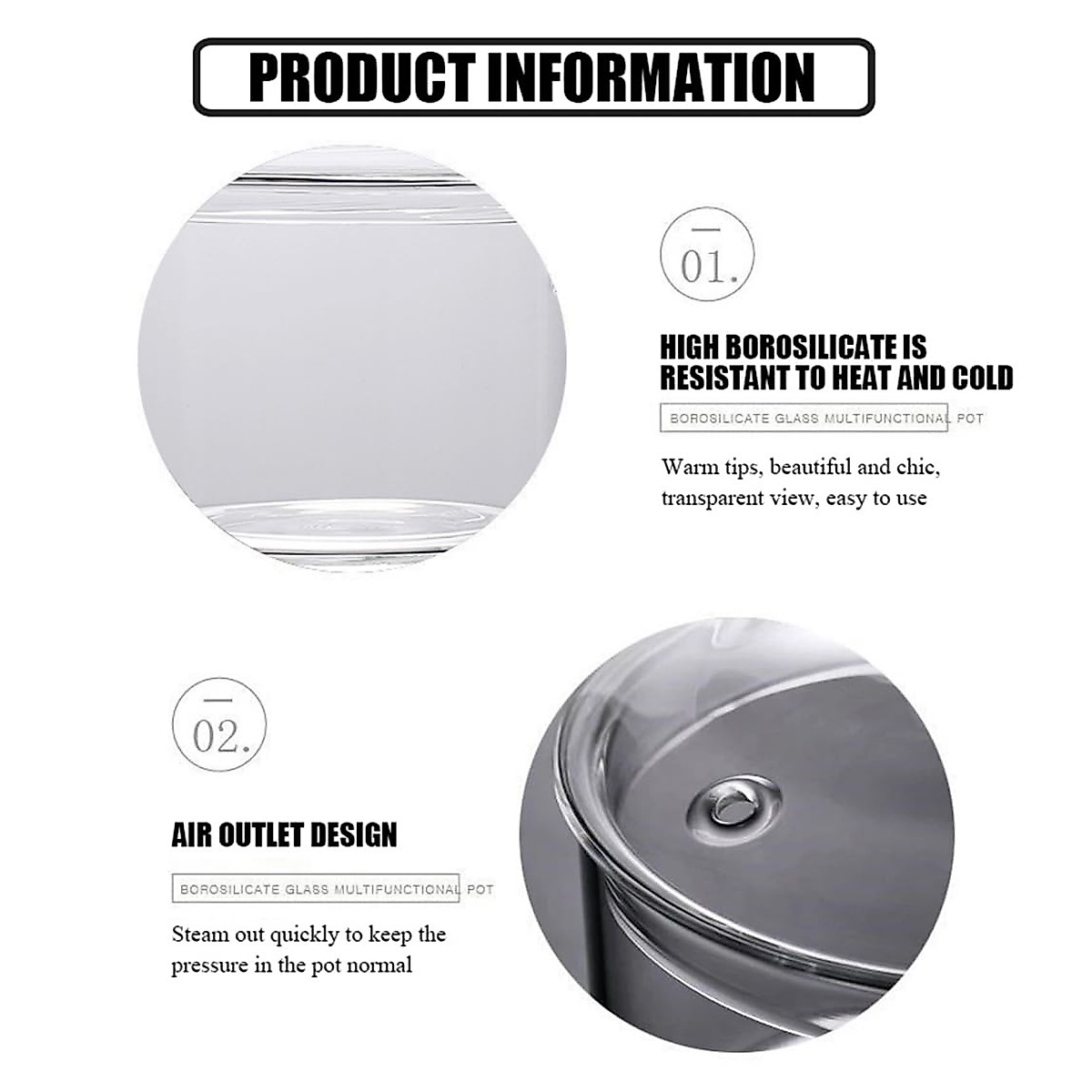 Glass Cooking Pot, 1.5L/50 OZ Glass Saucepan with Cover, Transparent Heat Resistant High Borosilicate Glass Stovetop Pot and Pan with Lid, Easy Grip Handles, Safe for Pasta Noodle (50OZ/1.5L)