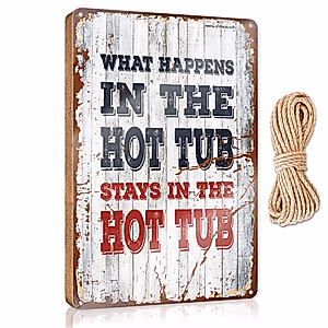 CakJuice Farmhouse Door Decor What Happens in The Hot Tub Stays in The Hot Tub Wooden Sign Teens Stuff Wooden Door Sign (Size : 15X28CM)