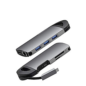 XUNMAIFHB Portable Docking Station,Typec8 in 1 Docking Station hdmi Adapter Type-C PD Fast Charging, HDMI Interface, SD/TF Card, USB3.0 × 3, Gigabit Ethernet Port Fast Transmission