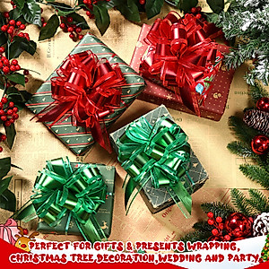 Riceshoot 60 Pieces Christmas Large Pull Bows Ribbon Gift Bows 6 Inch Gift Wrap Bows Wrapping Bows for Xmas Presents Wedding Party Basket Holidays Decoration(Green, Red)