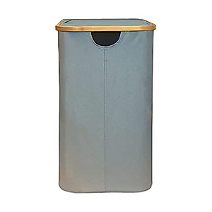 Oceanstar Double Soft Sided Laundry Hamper Sorter With Bamboo Rim Lid, Grey