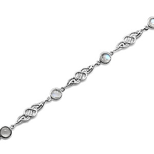 Silvershake Natural Moonstone 925 Sterling Silver Celtic Knot 7 to 8.5 Inch Adjustable Bracelet