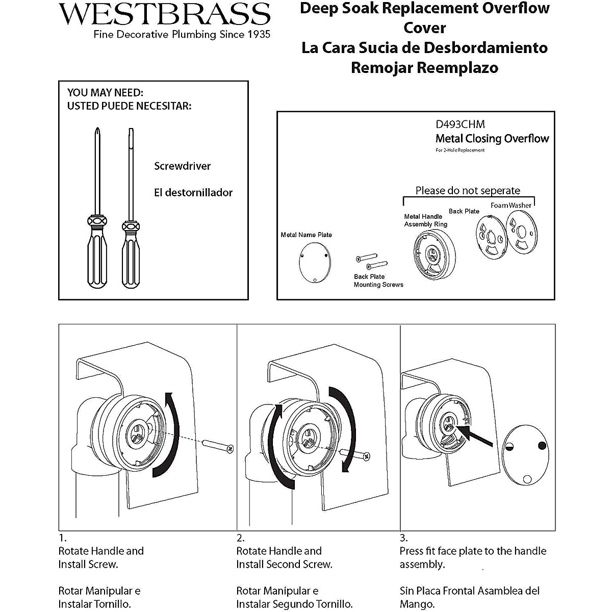 Westbrass Universal Deep Soak PVC Bath Drain, D493244CHM-05, Satin Nickel