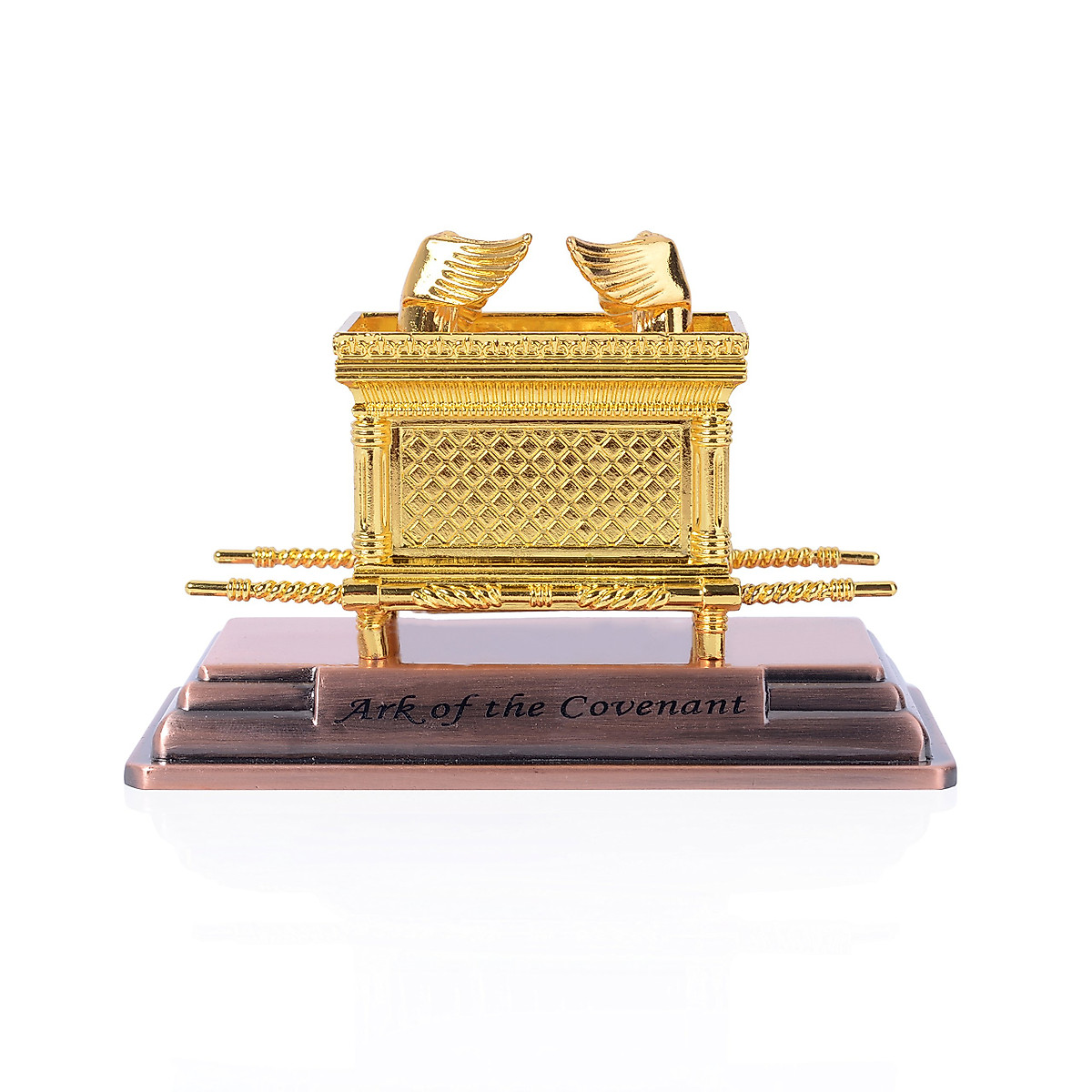 BRTAGG The Ark of The Covenant Replica Gold Plated Statue with Contents, Aaron‘s Rod/Manna/Ten Mandments Stone (Small)