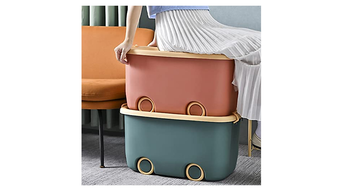 LIFKOME Stackable Toy Storage Box with Wheels