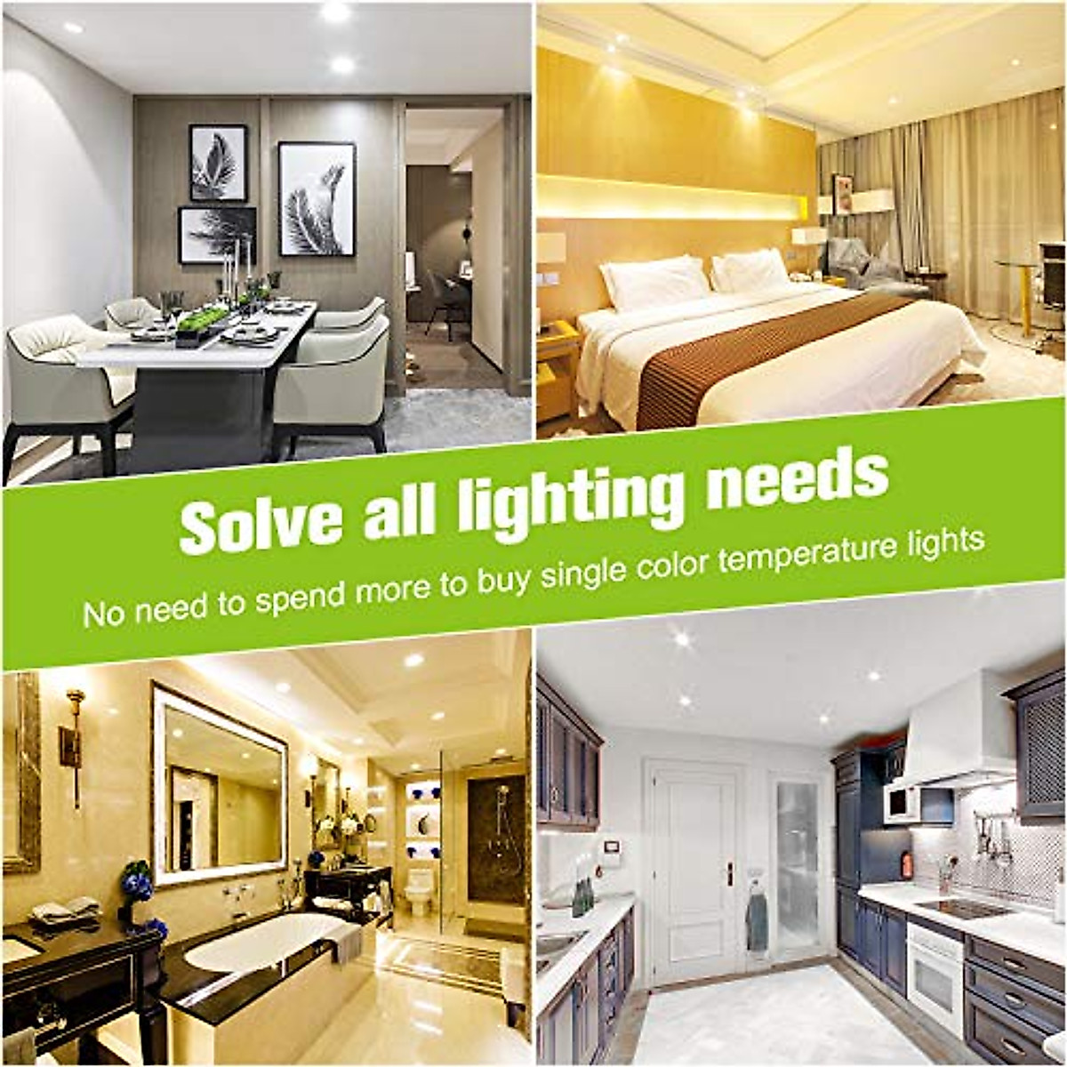 VOLISUN 12 Pack 6 inch Led Recessed Ceiling Light with Junction Box, 2700K/3000K/3500K/4000K/5000K Selectable, 12W=110W Canless Wafer Downlights, 1050LM Dimmable Retrofit Recessed Lighting, ETL