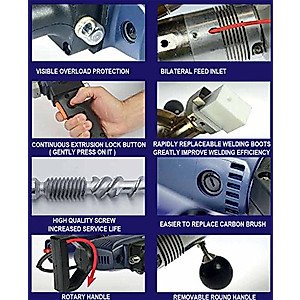 WELDY 3400W Handheld Plastic Extrusion Welding Machine kit Hot Air Plastic Welder Gun Vinyl Weld Extruder Welder Machine (WELDY booster EX3)