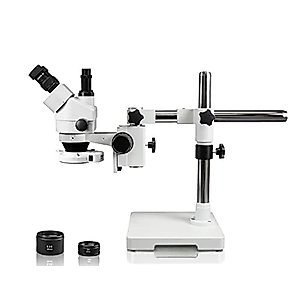 Vision Scientific VS-3FZ-IFR07 Simul-Focal Trinocular Zoom Stereo Microscope | 10x WF Eyepiece, 0.7X—4.5X Zoom, 3.5X—90x Magnification, 0.5X & 2X Aux Lens