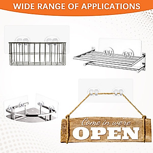 8 Pack Shower Caddy Adhesive for Replacement, Strong Adhesive Sticker Hooks Transparent Adhesive Wall Hooks No Drilling for Shower Caddy Basket Shelf Bathroom Storage Corner Shelves Kitchen Racks