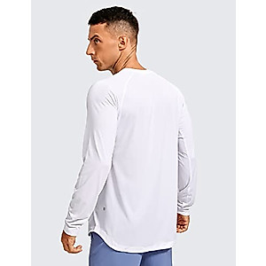 CRZ YOGA Men's Lightweight Long Sleeve Tee Running Shirts Athletic Workout Training Gym Quick Dry Tops White XX-Large