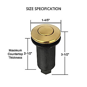 Garbage Disposal Air Switch with Air Hose, Sink Top Push Button Replacement for Insinkerator Air Switch Garbage/Waste Disposal Outlet - Akicon (Brass Gold)