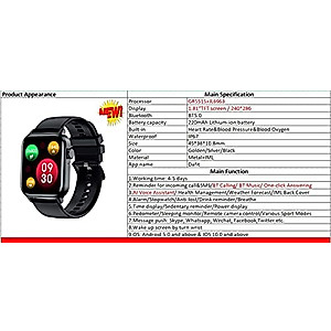 Smart Watch for Women Men, Waterproof Smartwatch Fitness Tracker for Android iOS Phones, 1.81” HD Smartwatch with Heart Rate Monitor, Step Counter, Receive Make Calls