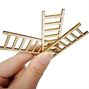 HONBAY 20PCS Wooden Mini Ladders Fairy Garden Accessories for Dollhouse Decor