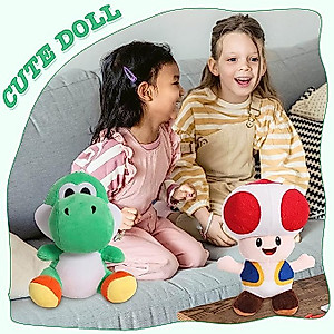 HJINH Ultra Mario All Star Collection,Mario Plush Toys and Luigi Stuffed Plush Toys,Yoshi and Toad Stuffed Plush Toys,Set of 4 Plushie Doll 9.8 inches