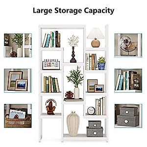 TRIBESIGNS WAY TO ORIGIN 6-Tier White Bookshelf and Bookcase, 70.9-inch Tall Bookcase with 12-Shelf Open Display Shelves, Modern Industrial Book Storage Organizer for Living Room, Home Office