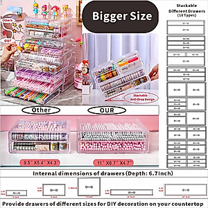6 Drawers Stackable Makeup Organizer Storage Drawers,Cq Acrylic Bathroom Organizers,Clear Plastic Storage Bins For Vanity,Under sink,Kitchen Cabinets,Pantry,Home Organization and Storage