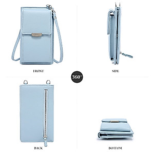 JFFD Small Crossbody Cell Phone Bag for Women Card Holder Wallet Purse Leather Shoulder Handbag Blue