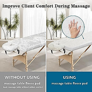 Massage Table Pad Set Premium Fleece Professional SPA Massage Bed Pad, Natural & Thickened & Extra Soft Fleece Massage Table Cover, Includes Pad and Face Rest Cover, 31” W x 72” L