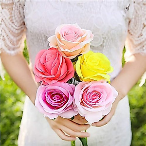 RETON 10 Pcs Artificial Silk Rose Flower, Realistic Roses Fake Flowers for DIY Wedding Bouquets Centerpieces Party Garden Home Floral Arrangement Decoration - 50cm (Multicolor)