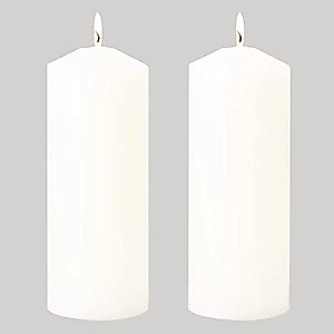 HOSVOT 2 Packs 3x8 White Pillar Candle, Large Pillar Candles, Tall Candles, Unscented Pillar Candles for Wedding, Church, Festival, Restaurant, Home Decoration