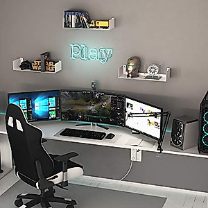 Wallniture Bali White Floating Shelves for Wall, CD DVD Storage Shelves and Metal Bookshelf Set of 3