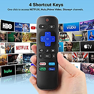 Gvirtue Remote Control for Roku TVs, Replacement for TCL/Hisense/Onn/Insignia/Sharp/westinghouse/Element/JVC Roku Smart TV, Universal TV Remote with Netflix/Disney+/Hulu/Prime Video