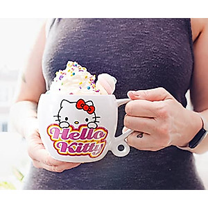 Sanrio Hello Kitty Hearts Ceramic Coffee Cup With Loop Handle | Mug For Tea, Espresso, Cocoa | Holds 16 Ounces