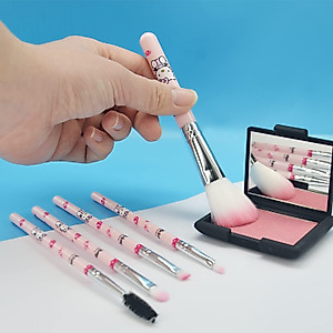 5PCS Kitty Makeup Brush with Kitty Cat Headband-Cosmetic Makeup Brush Set Professional Tool Kit Set Brush Set Best Gift for Young Girl Women