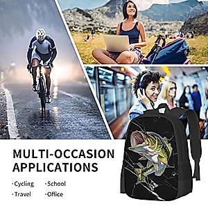 Bass-Fishing-Backpack, Laptop Backpacks Bookbags Travel Daypack School Bags For Teens Boys Girls Veswiya